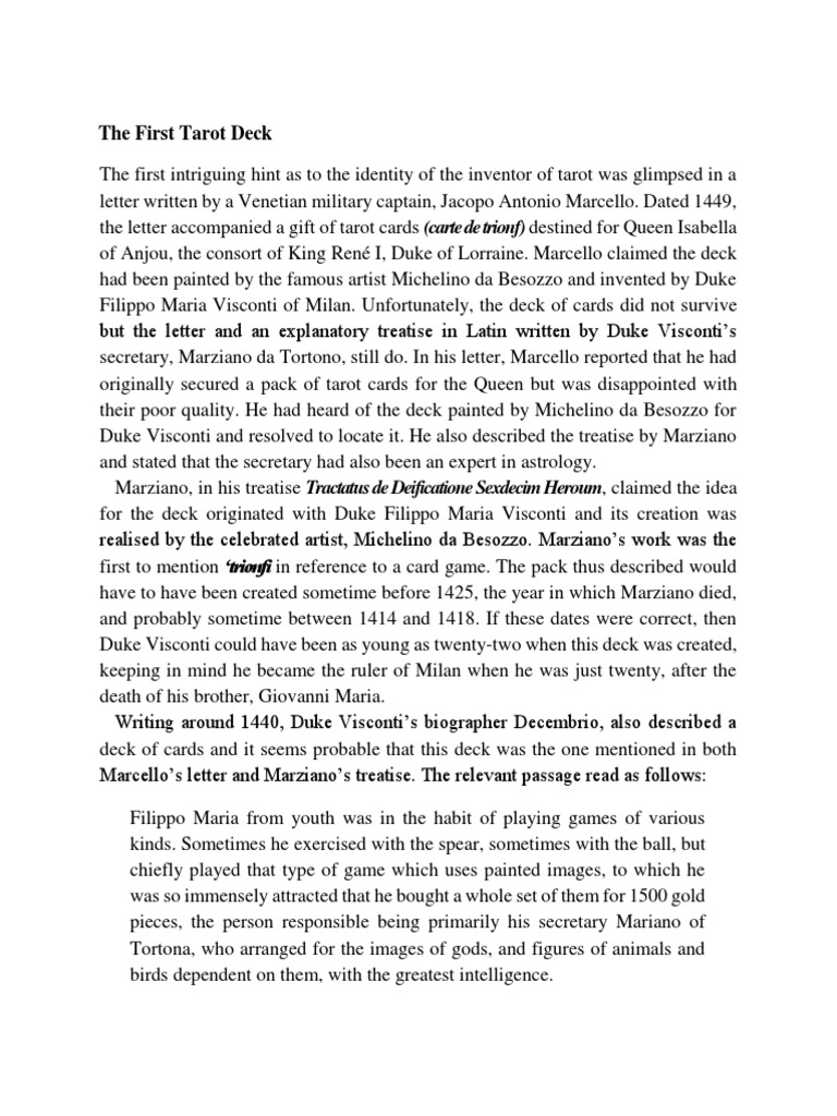 The First Tarot Deck | PDF | Playing Cards | Tarot