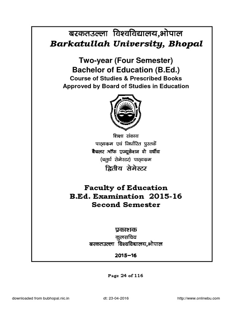 Barkatullah University Bu Bed Syllabus 2 Sem | Download Free PDF | Learning | Constructivism ...