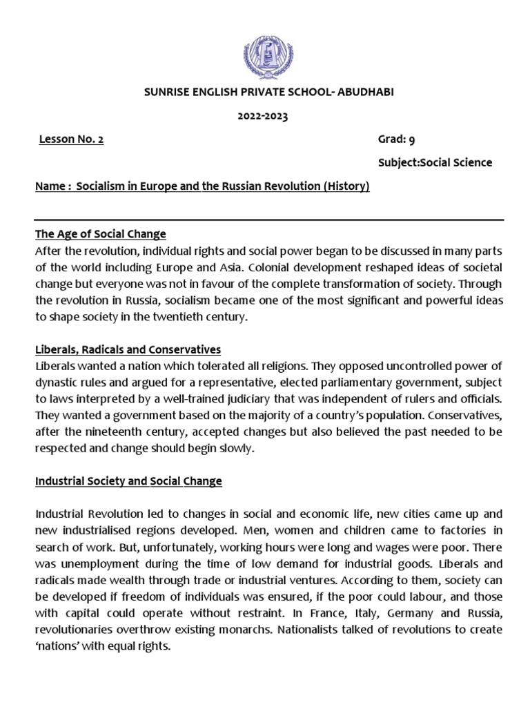 Russian Revolution-Notes | PDF | Socialism | Vladimir Lenin