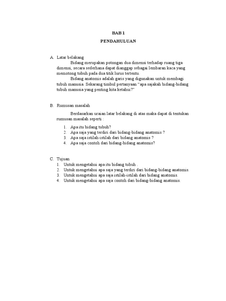 Terminologi Bidang Tubuh Manusia | PDF