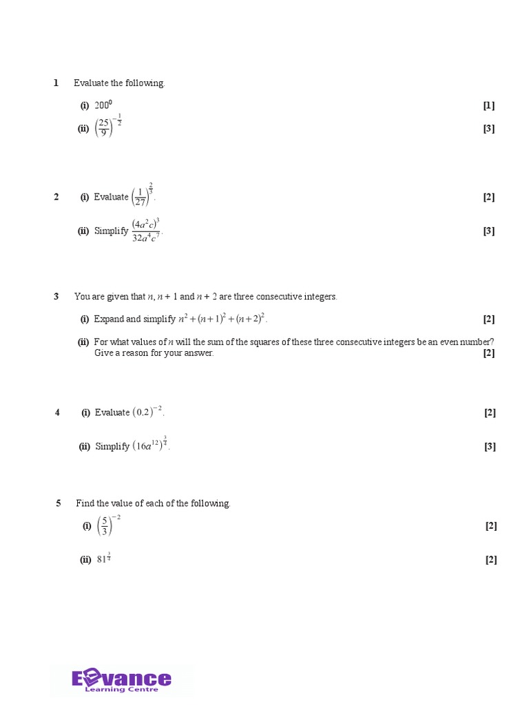 C1 Algebra - Indices 1 QP | PDF | Mathematics | Algebra