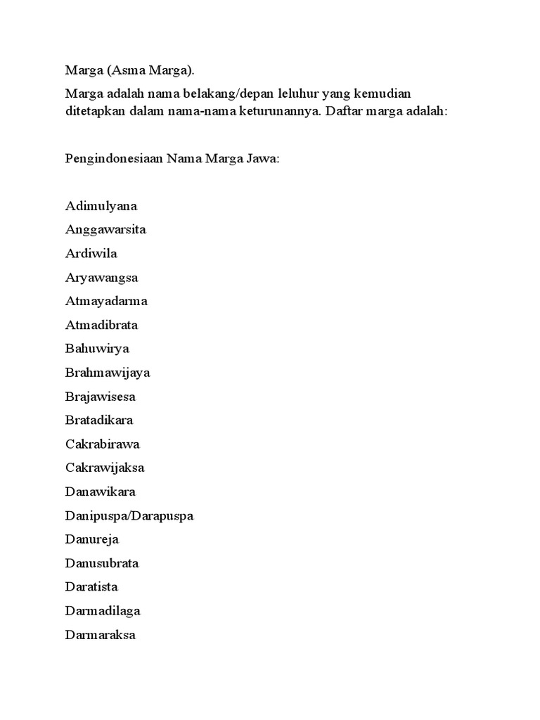 Asal-Usul Marga | PDF