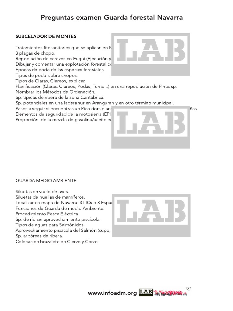 GF Preguntas Examen Guarda Forestal | PDF