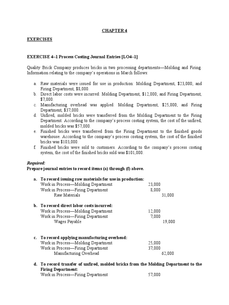Chapter 4-Exercises-Managerial Accounting | PDF | Cost Of Goods Sold ...