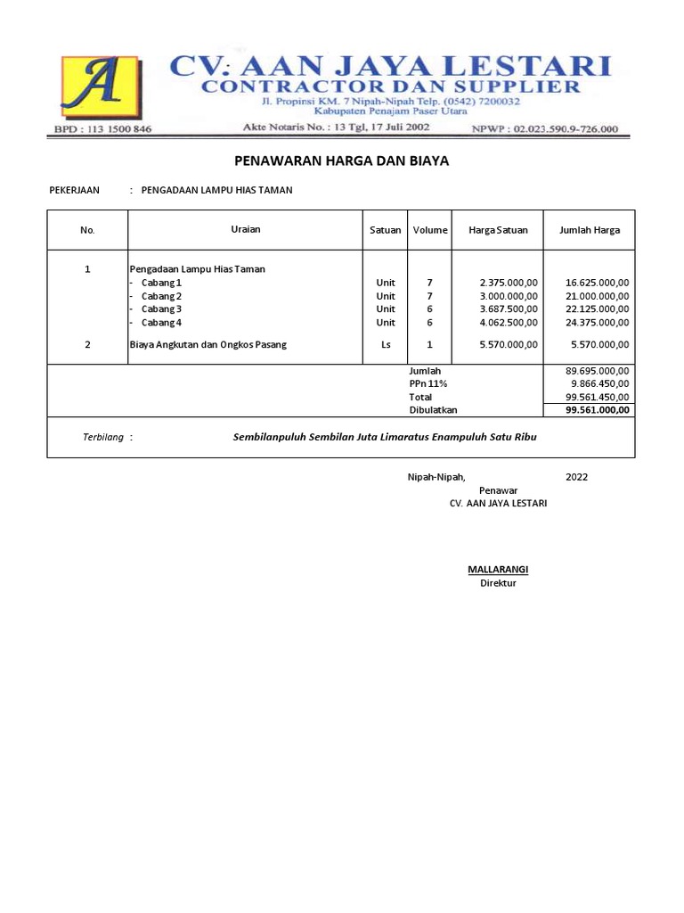 Rab Pengadaan Lampu | PDF