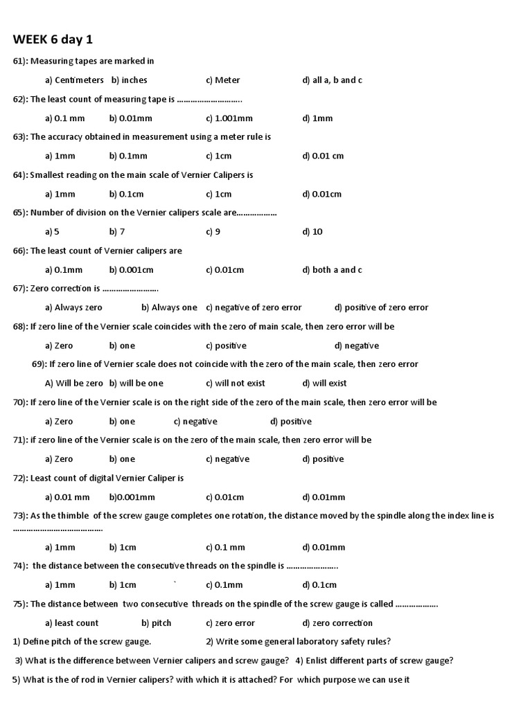 Class8 Phy T2 Worksheetwk6 | PDF | Metrology