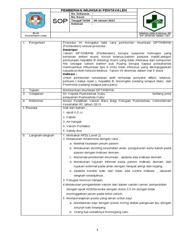 SOP Pentavalen REVISI | PDF