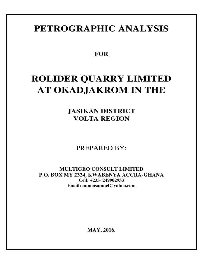 Rolider - Petrographic Report-1 | PDF | Travel
