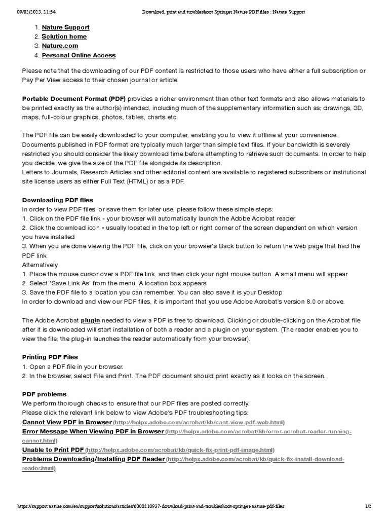 Download, Print and Troubleshoot Springer Nature PDF Files - Nature ...