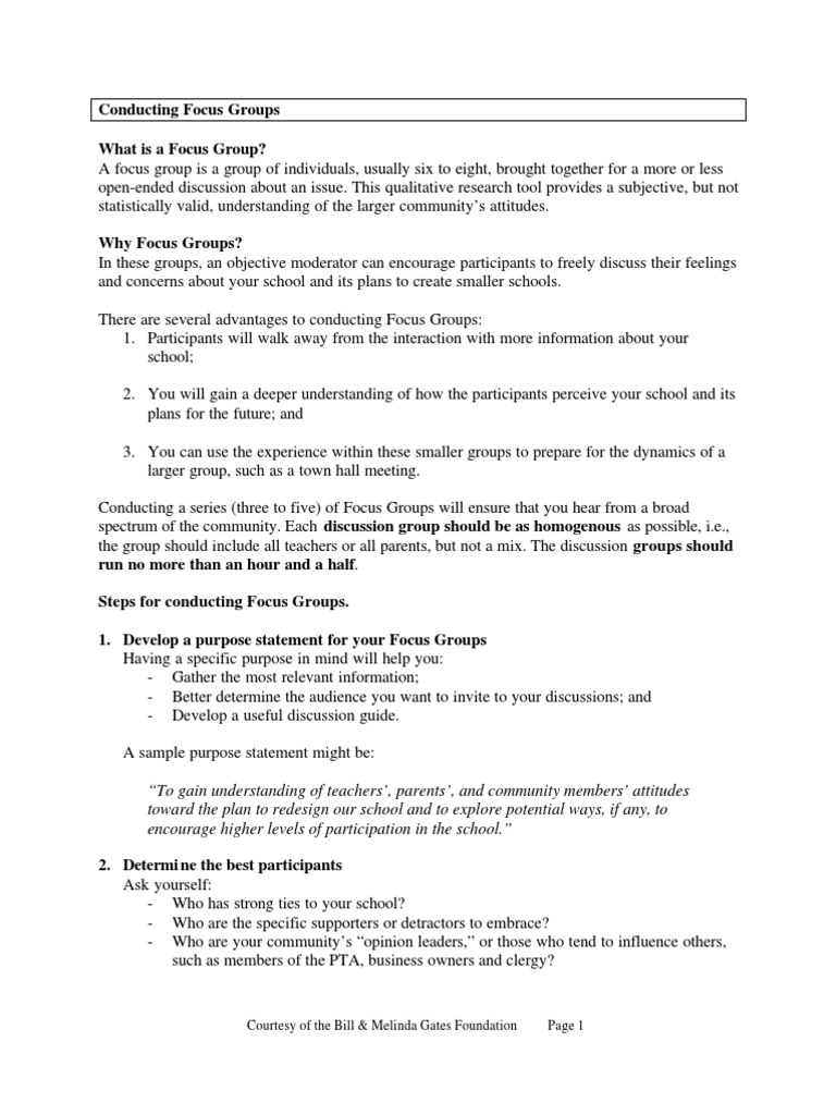 Focus Groups | PDF | Focus Group