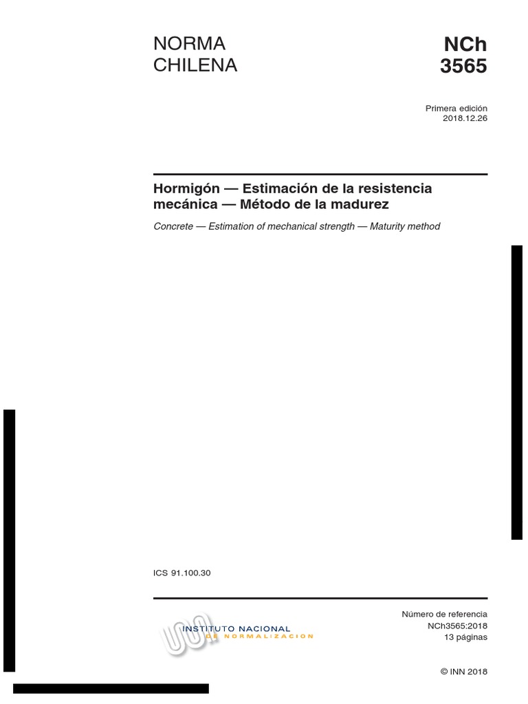 NCH 3565 of 2018 - Método de La Madurez | PDF | Hormigón | Temperatura