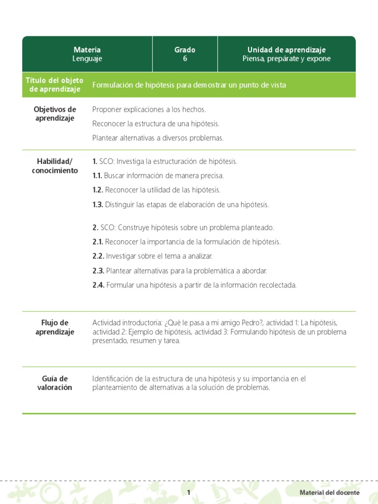 Formulación de Hipótesis en 6º Grado | PDF | Hipótesis | Método científico