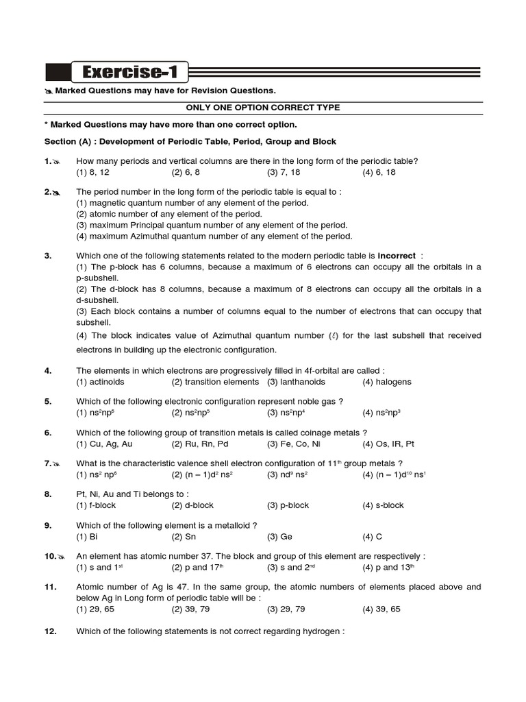 Periodic Table Exercise | PDF | Periodic Table | Ion