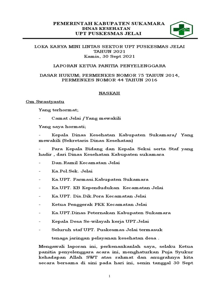 Naskah Laporan Ketua Panitia Lokmin Linsek 2017 | PDF