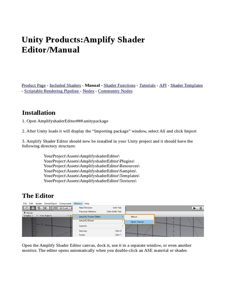 Amplify Manual | PDF | Shader | Rendering (Computer Graphics)