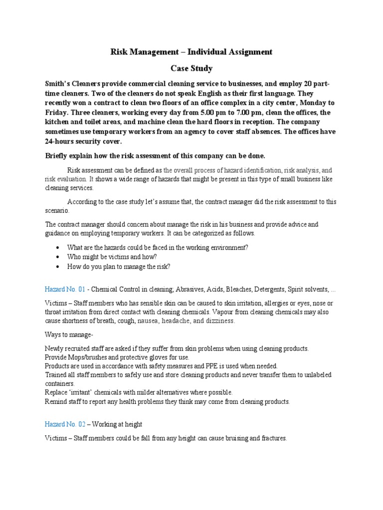 Risk Management - Individual Assignment Case Study | PDF | Risk | Risk Assessment