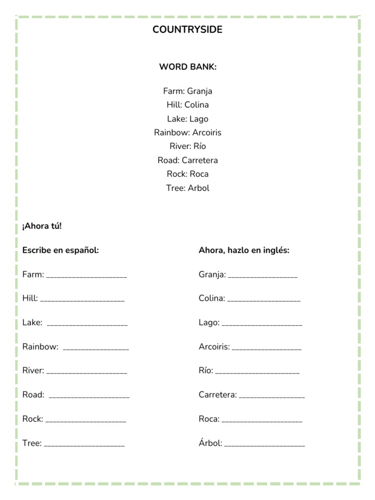 Vocabulario del campo en inglés y español | PDF