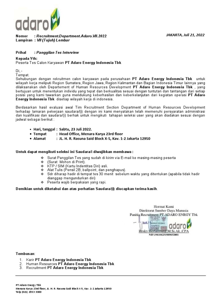 Surat Panggilan Interview Abal-Abal | PDF