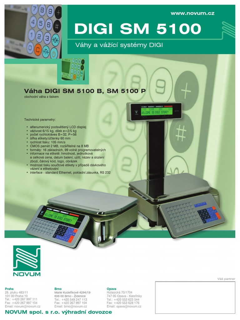 DIGI SM 5100: Váhy A Váící Systémy DIGI | PDF