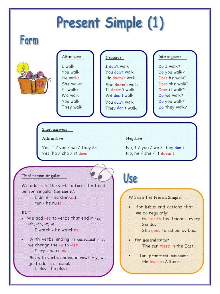 Present Simple Verb Forms Guide | PDF | Syntax | Human Communication