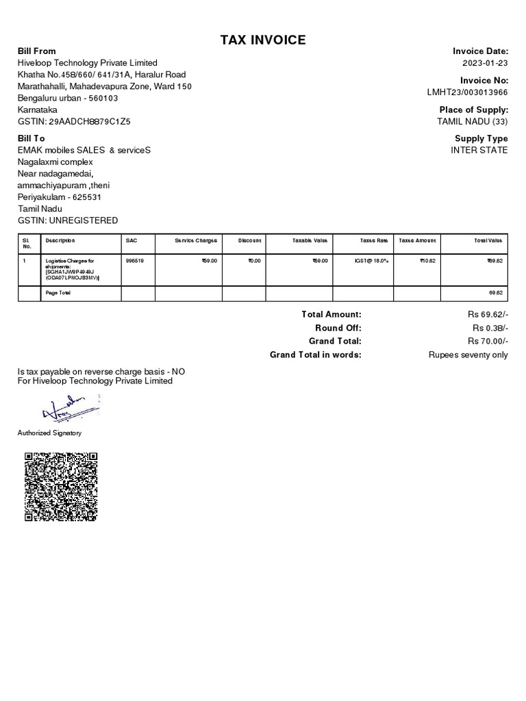 Logistics Invoice 1675052599248 | PDF | Rupee | Invoice