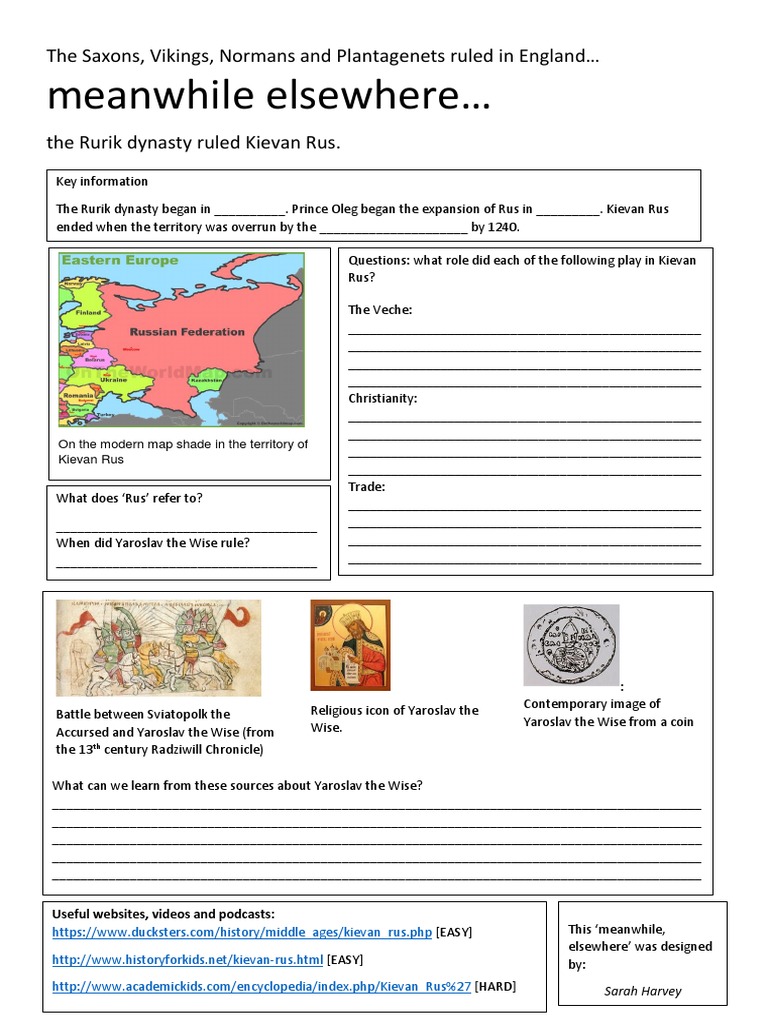 Meanwhile Elsewhere Kievan Rus Homework | PDF