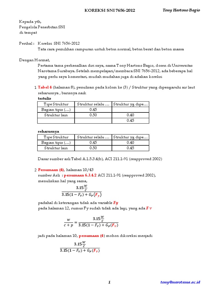 Koreksi SNI 7656-2012 Beton Normal | PDF
