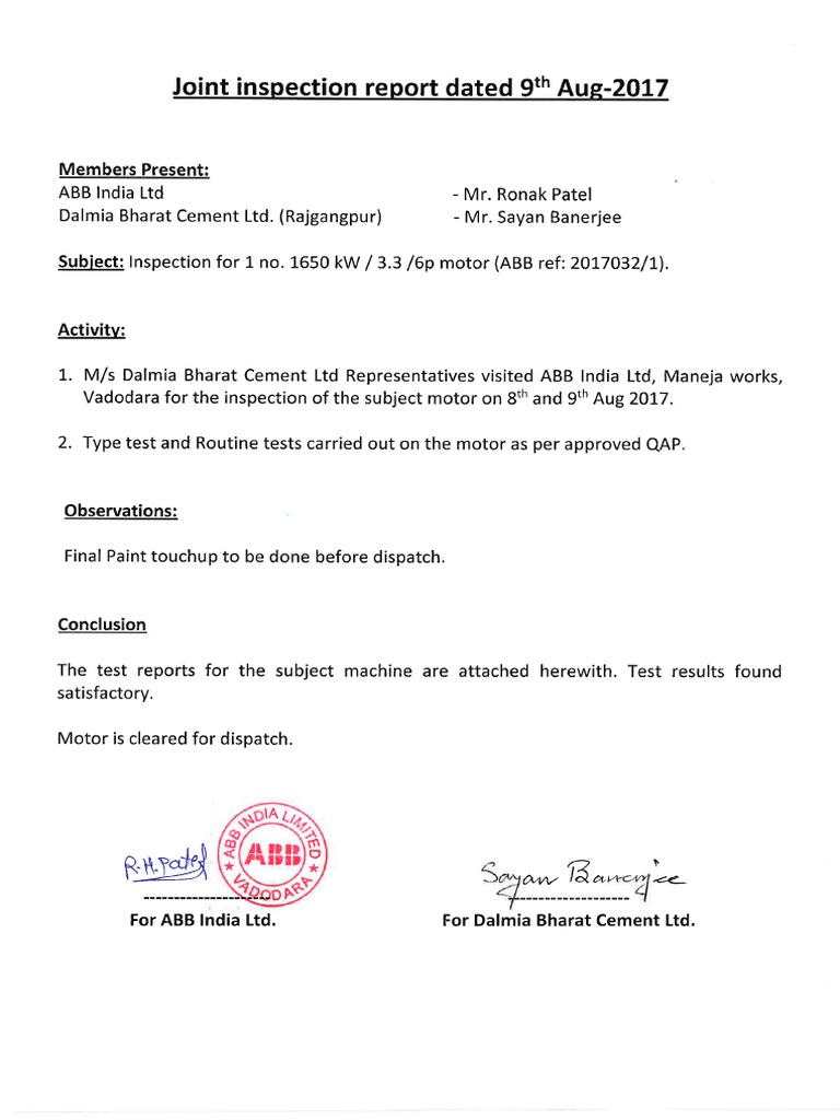D. 1650 KW, 6 Pole, 3.3 KV SCIM Test Report | PDF