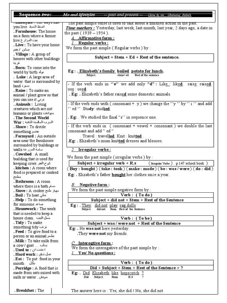 3ms Summary of Sequence Two | PDF | Grammatical Tense | Linguistics