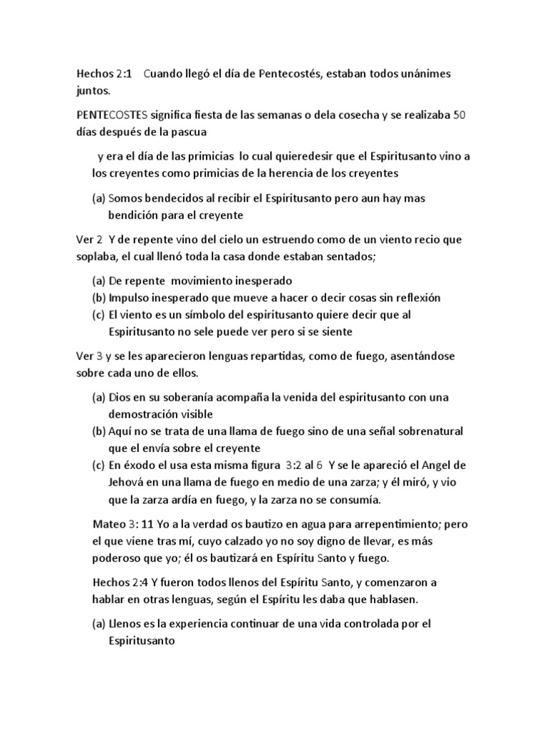 Hechos 2 | PDF | Pentecostés | espíritu Santo
