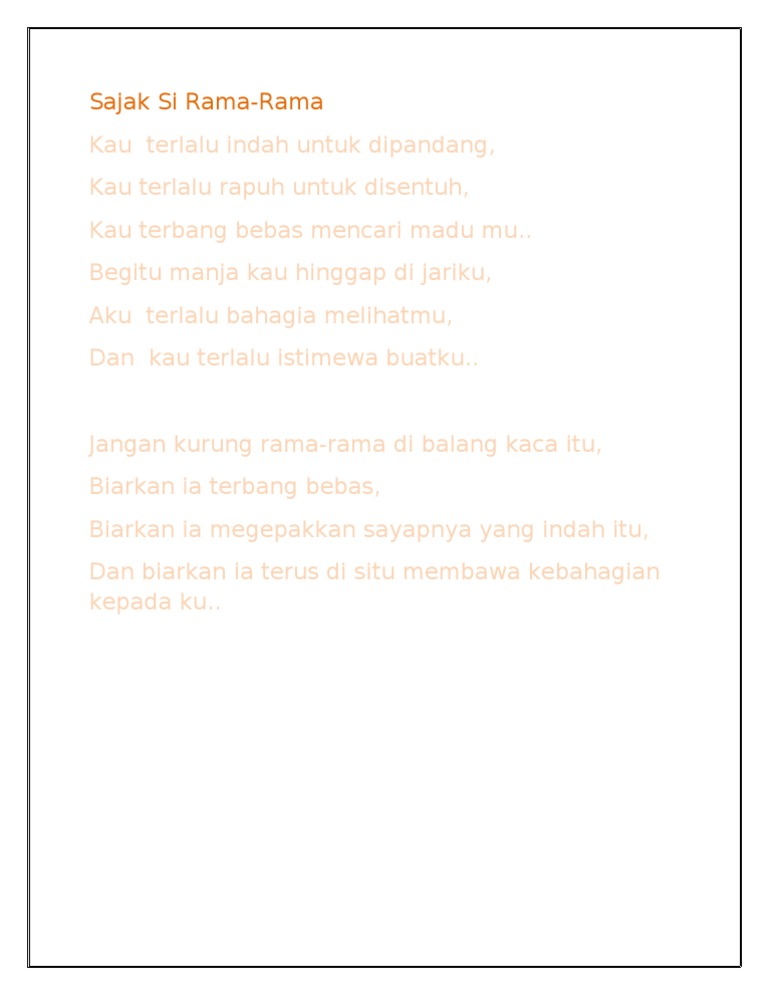 Sajak Si Rama-Rama | PDF | Puisi