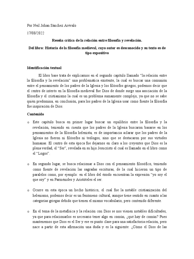 Reseña Critica de La Filosofía Medieval | PDF | Dios | Platón