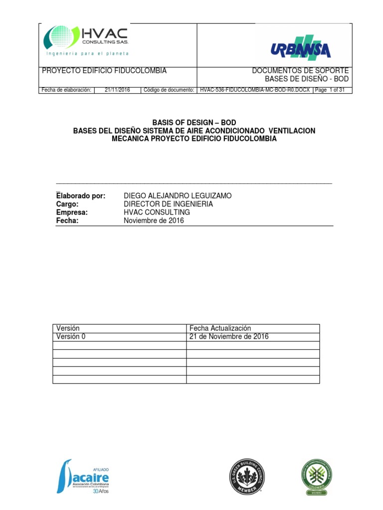 Hvac 536 Fiducolombia MC Bod R0 | PDF | Ventilación (Arquitectura ...
