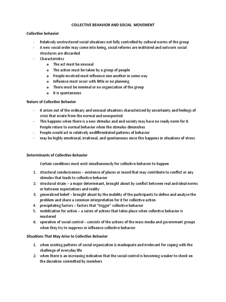 Collective Behavior and Social Movement | PDF | Behavior | Social Movements