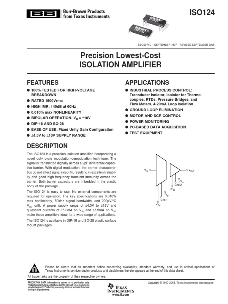 Iso 124 P | PDF | Amplifier | Capacitor