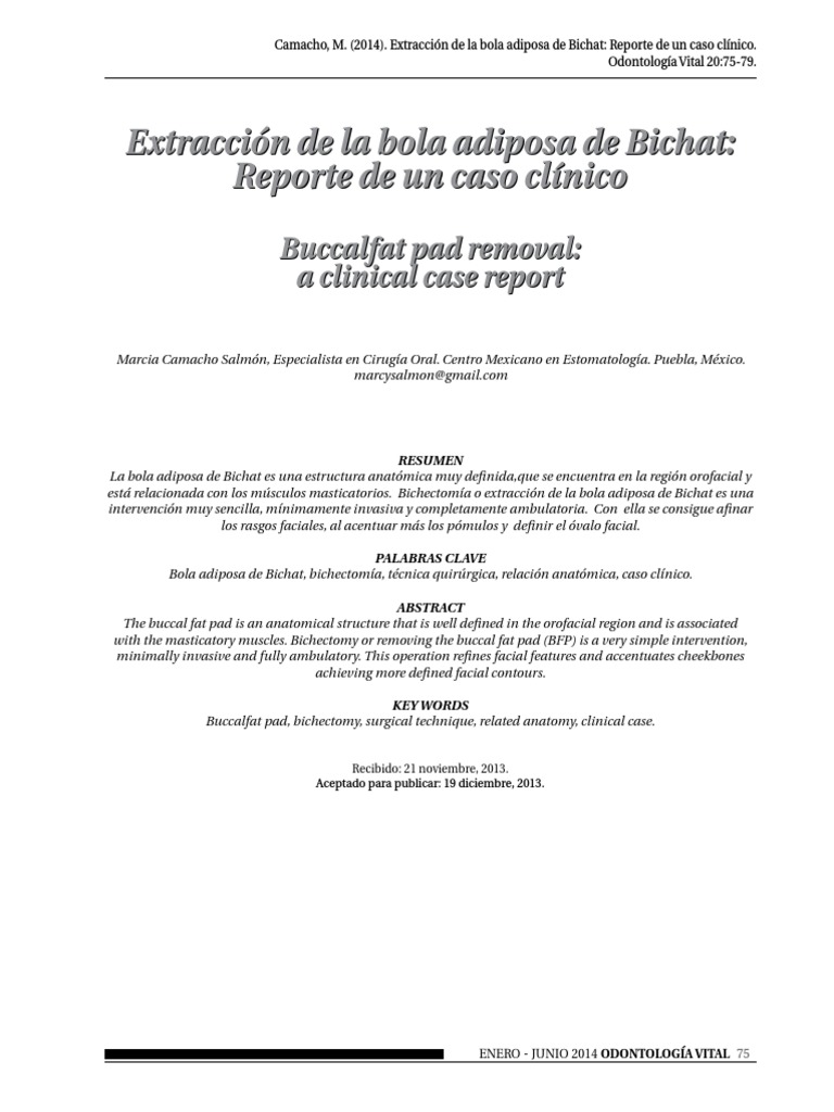 Extraccin de La Bola Adiposa de Bichat Reporte de Un Caso Clnico | PDF | Cabeza y cuello humanos ...
