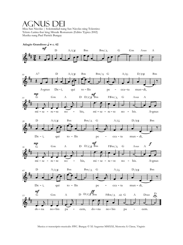 Agnus Dei - Misa San Nicolas (Macabebe) | PDF