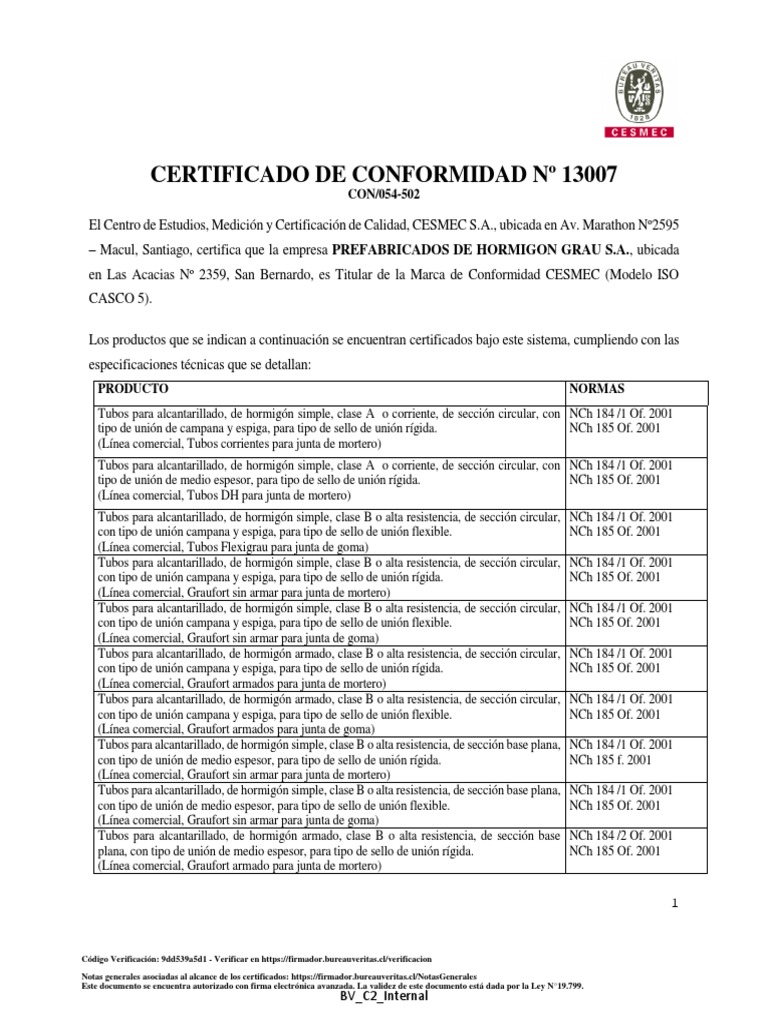 Certificado Marca de Conformidad Cesmec | Descargar gratis PDF | Hormigón | Sector secundario de ...