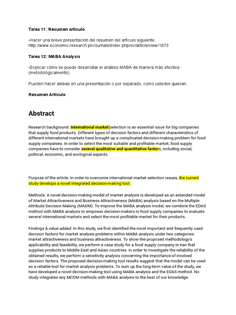 Análisis MABA | PDF | Decision Making | Methodology