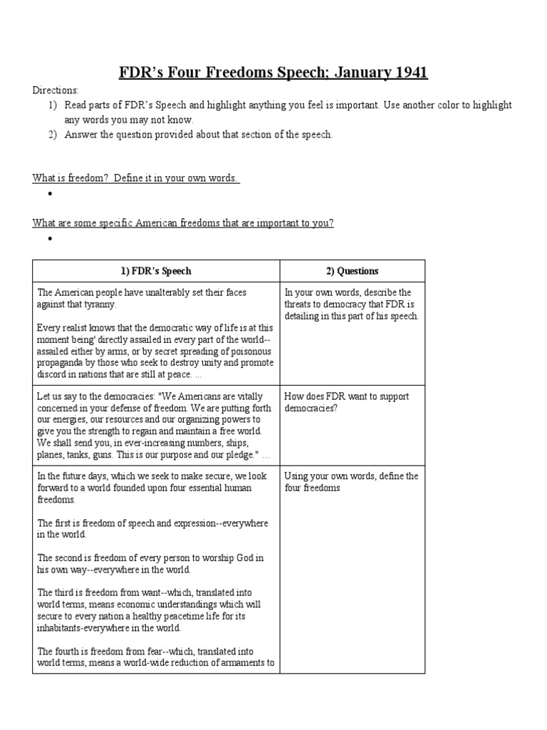 FDR's Four Freedoms Explained | PDF | Political Science