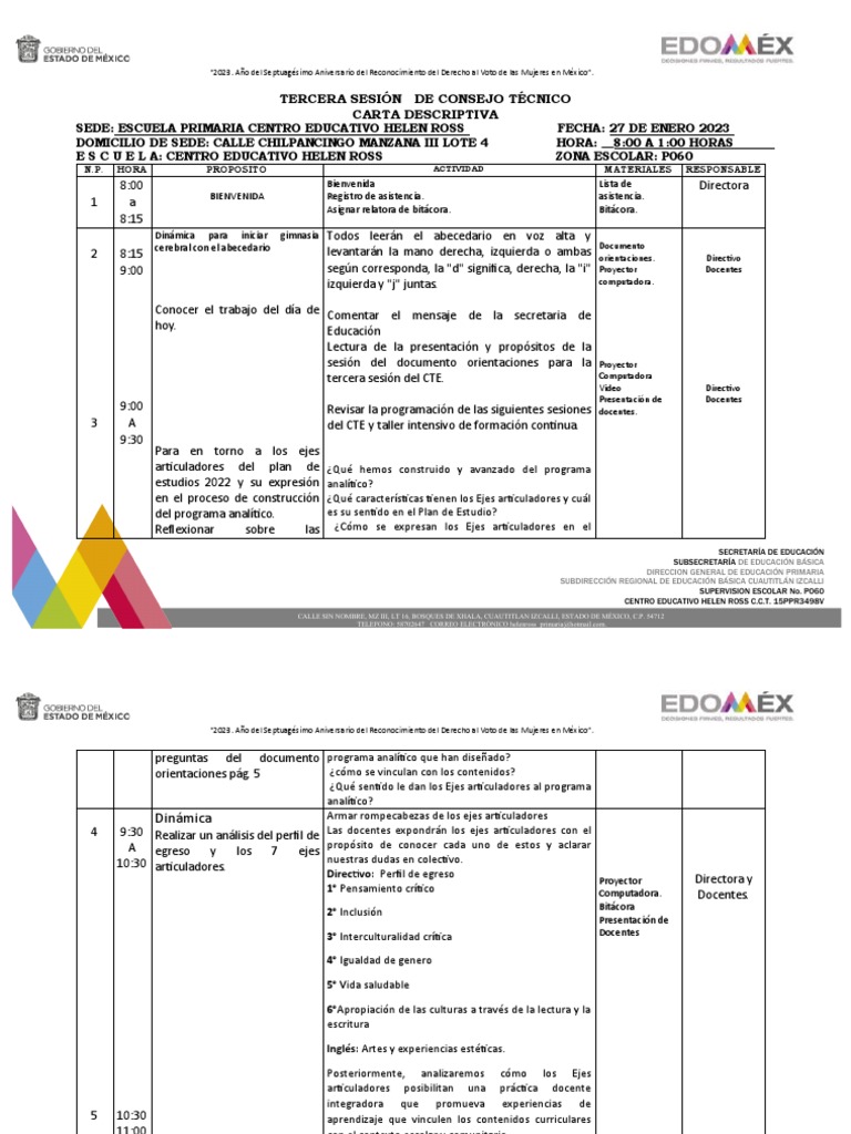 Carta Descriptiva | Descargar gratis PDF | Educación primaria