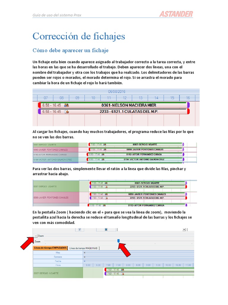 Instrucciones para Corregir Fichajes | PDF