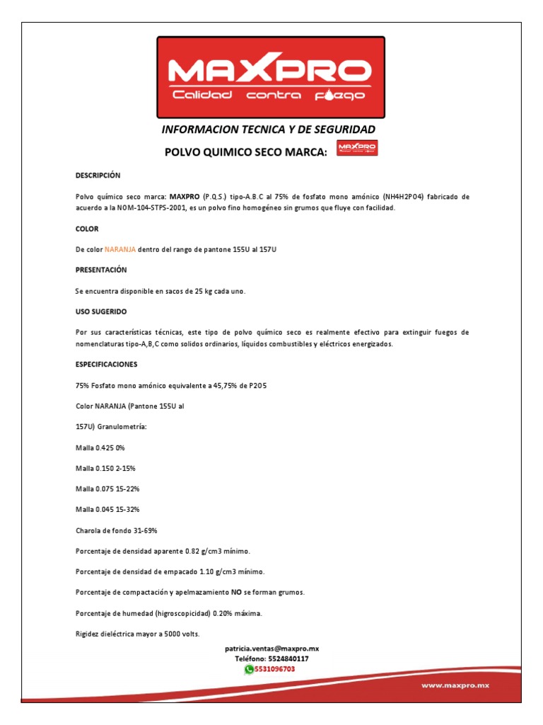 Maxpro Ficha Tecnica y de Seguridad 2021 | PDF | Primeros auxilios | Agua