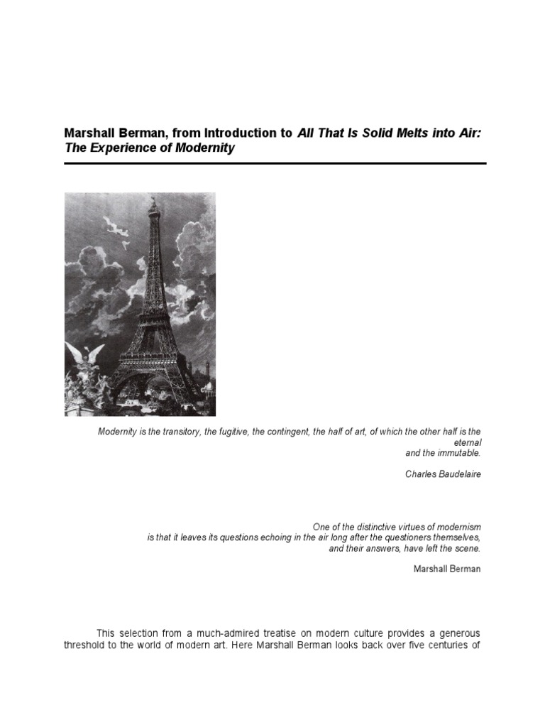 02 Marshall Berman On Modernity | PDF | Modernity | Modernism