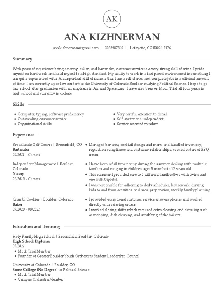 Ana Kizhnerman Resume | PDF