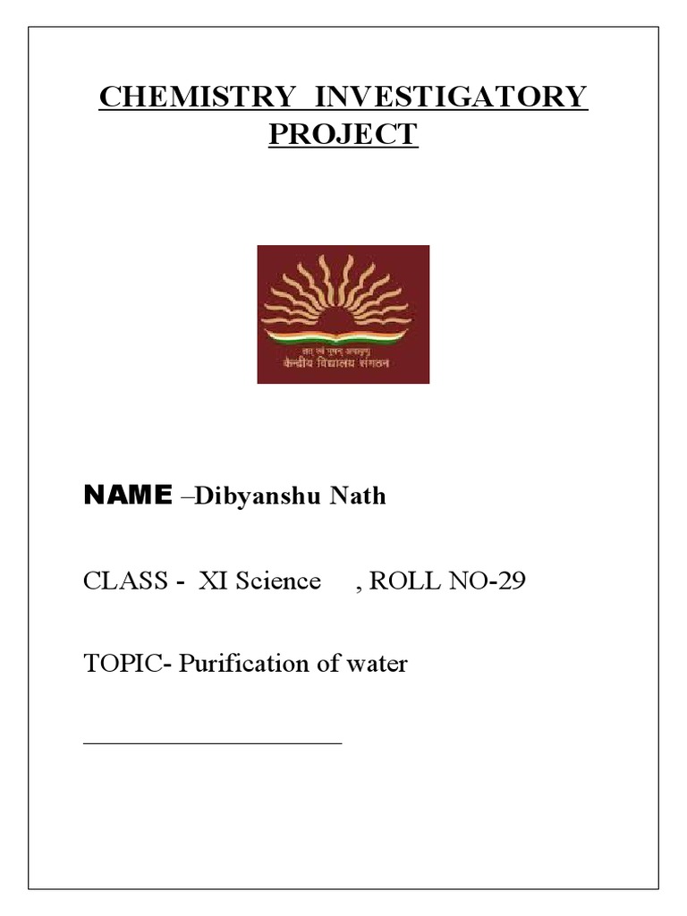 Chemistry Investigatory Project | PDF | Water Purification | Distillation