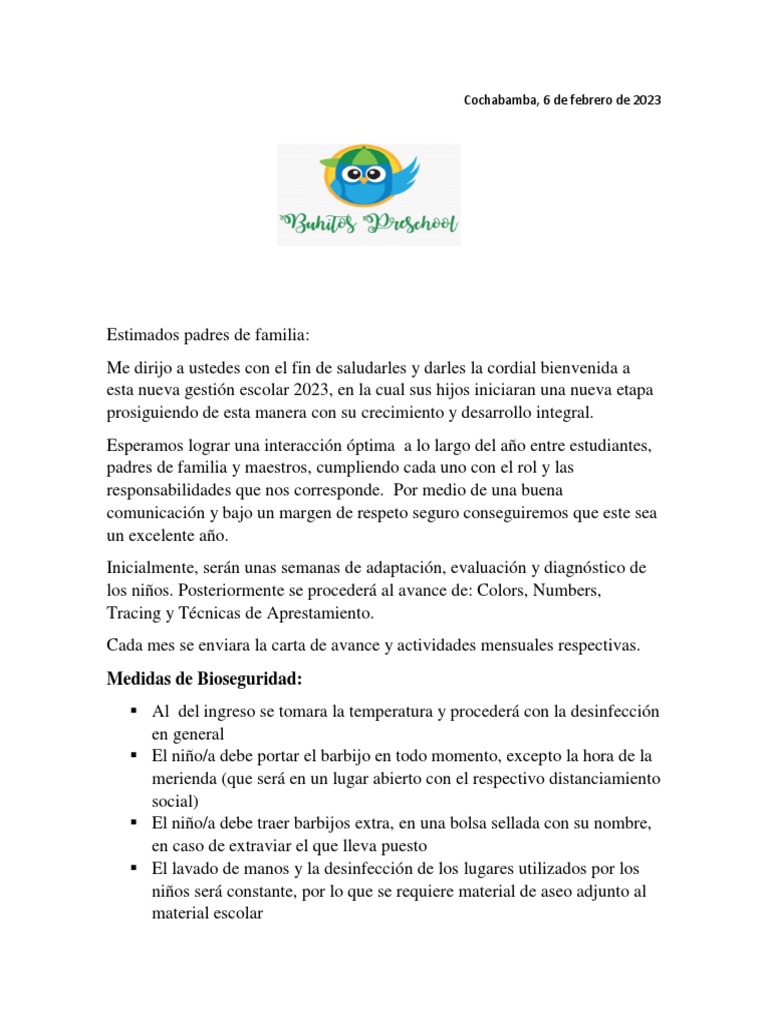 PTA Welcome Letter Buhitos | PDF