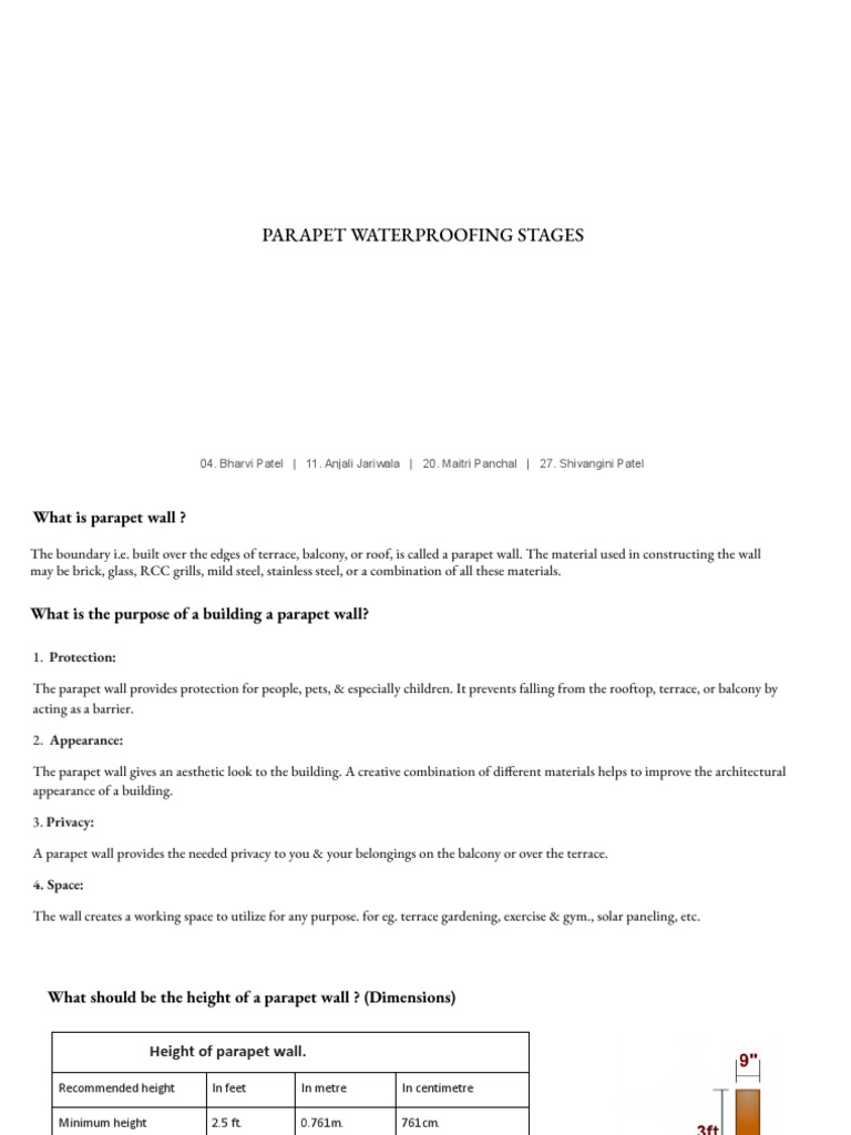 Parapet Wall Waterproofing Guide | PDF | Wall | Roof
