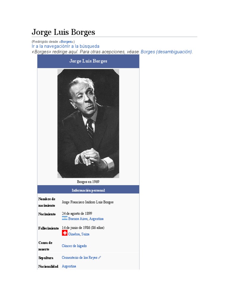 Breve biografía de Jorge Luis Borges | PDF