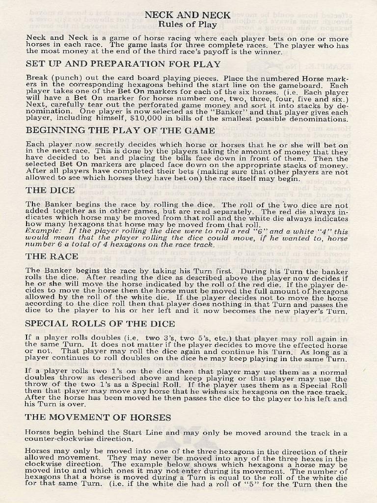 Neck and Neck Rules | PDF